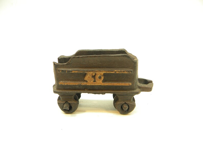 Vintage Cast Iron Floor Toy Train Tender #40 on Side - Etsy
