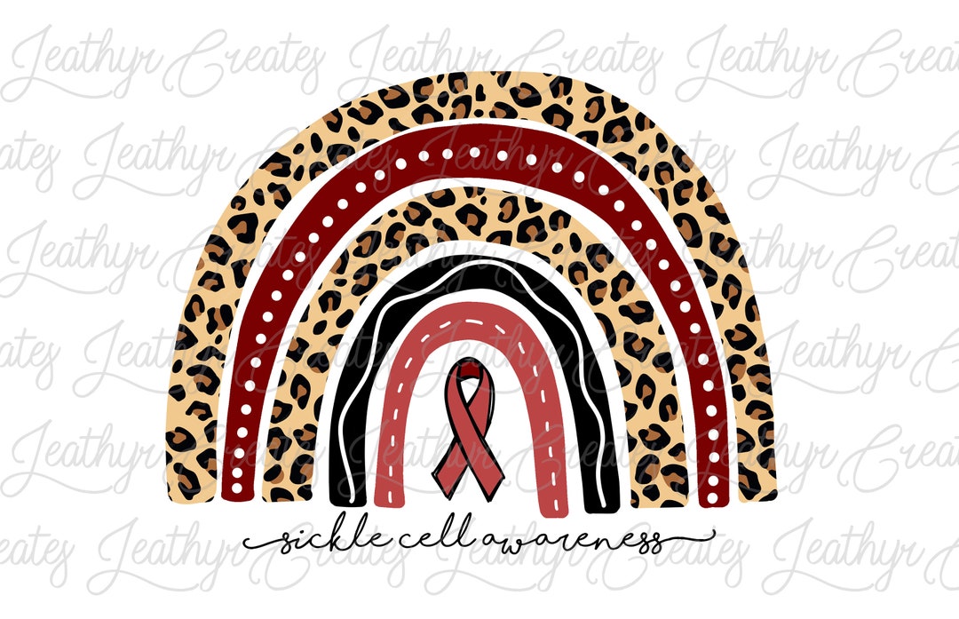 Sickle Cell Awareness Rainbow Ribbon (maroon) - Sublimation, PNG, Clip ...