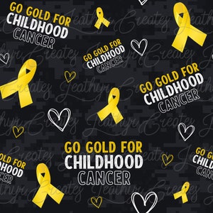 Go Gold Childhood Cancer Seamless Pattern Sublimation Clip - Etsy