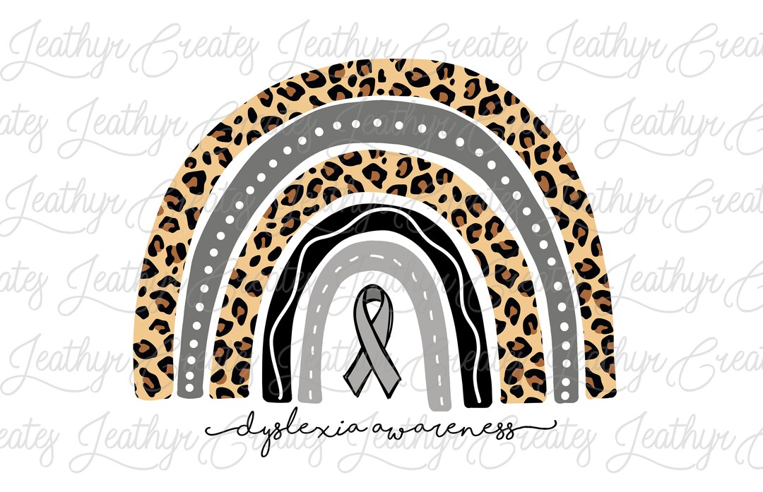 Dyslexia Awareness Rainbow Ribbon (grey, Gray, Silver) - Sublimation ...