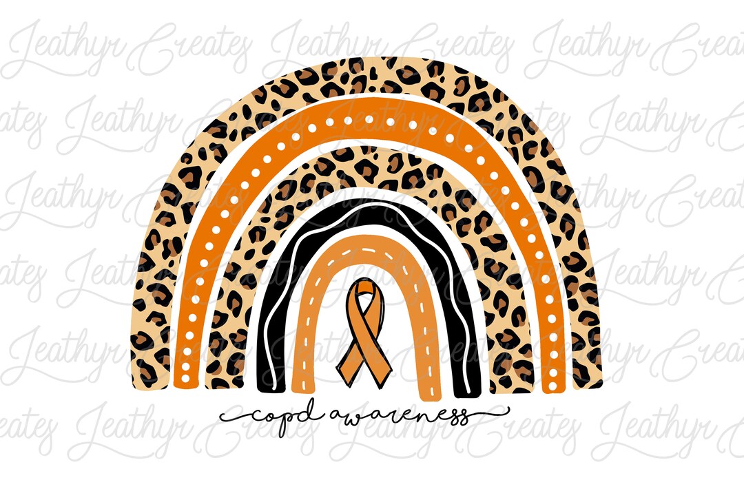 COPD Awareness Rainbow Ribbon (orange) - Sublimation, PNG, Clip Art ...
