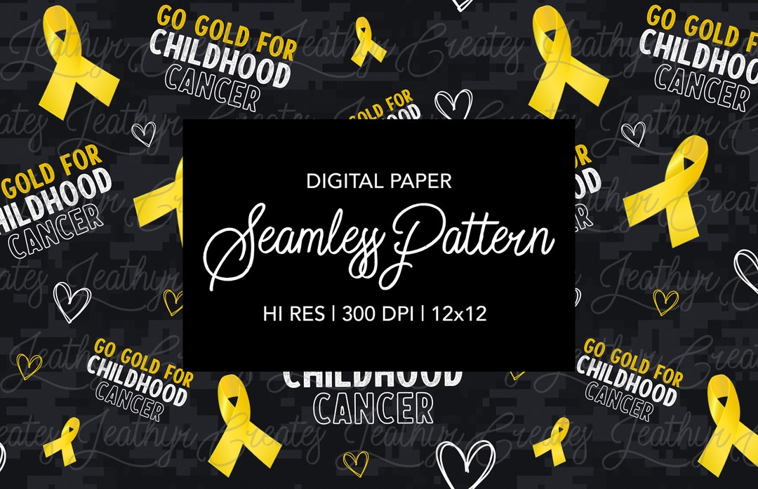 Go Gold, Childhood Cancer Seamless Pattern - Sublimation, Clip Art ...