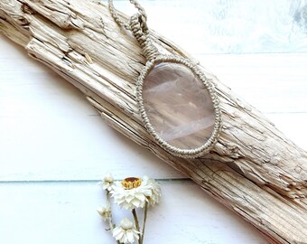 Rose Quartz Macrame Necklace - Etsy