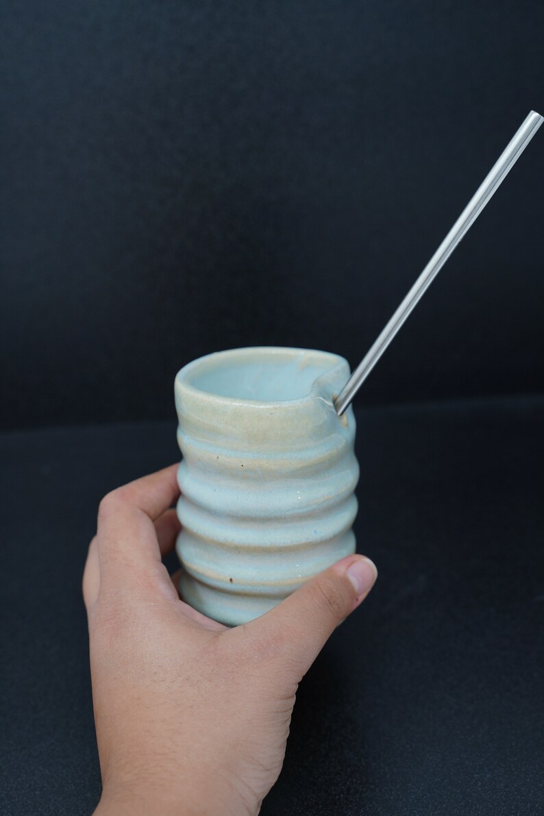 Ceramic Tumblers With Metal Straws- Hot/cold Beverage Cups - Etsy