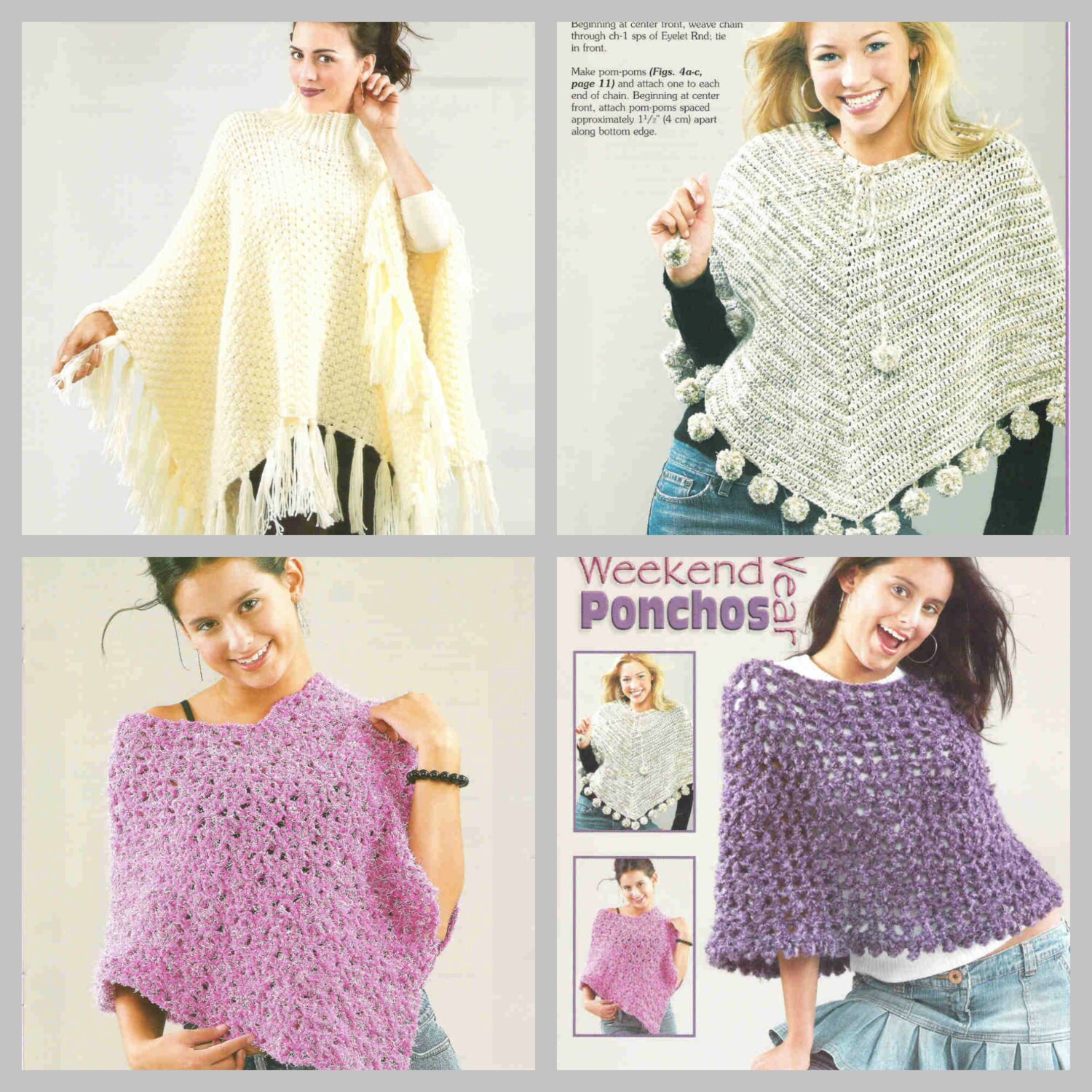4 Crochet Poncho Pattern Knitted Poncho Knitting Pattern. PDF | Etsy