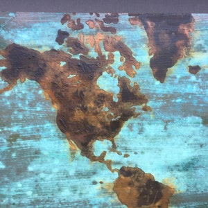 Metal World Map in Rust & Verdigris Patina - Etsy