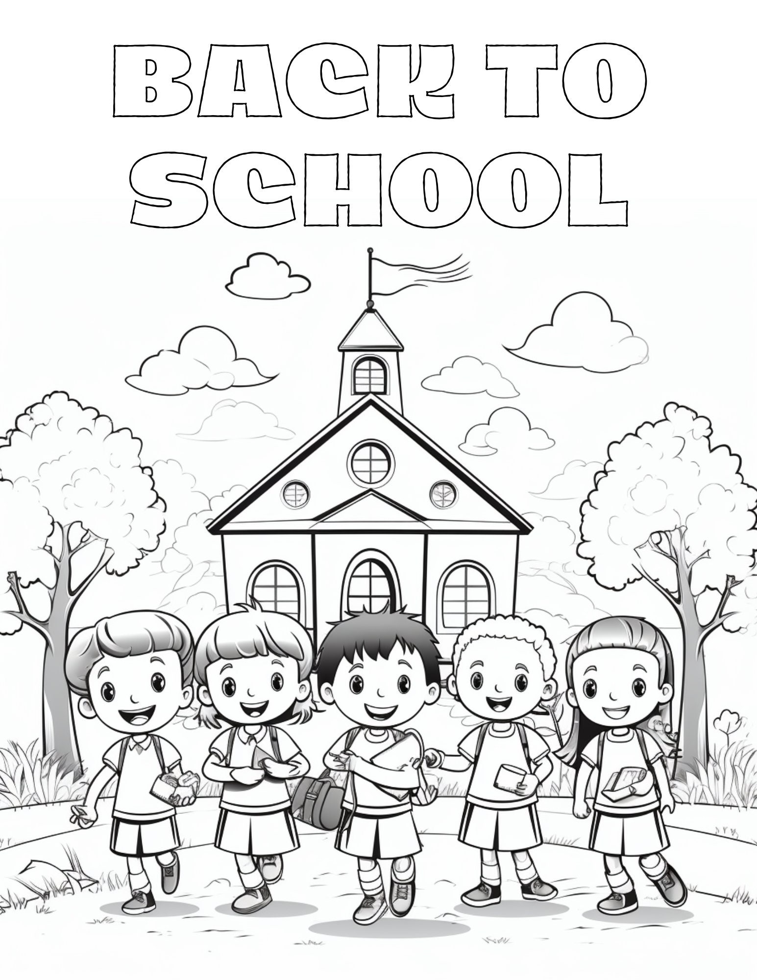 Back to School Coloring Page - Digital Download - Printable PDF - Fun ...