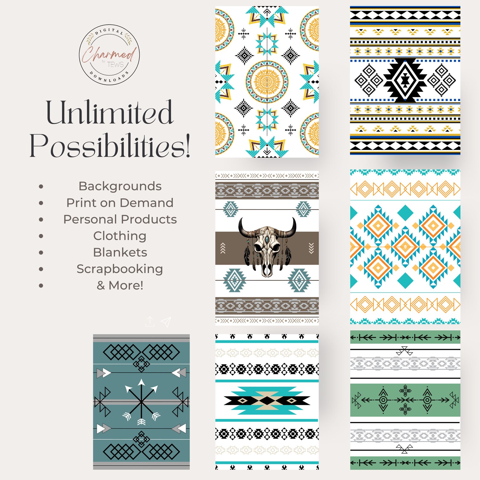 Native American Backgrounds: Print on Demand Patterns (digital Download ...