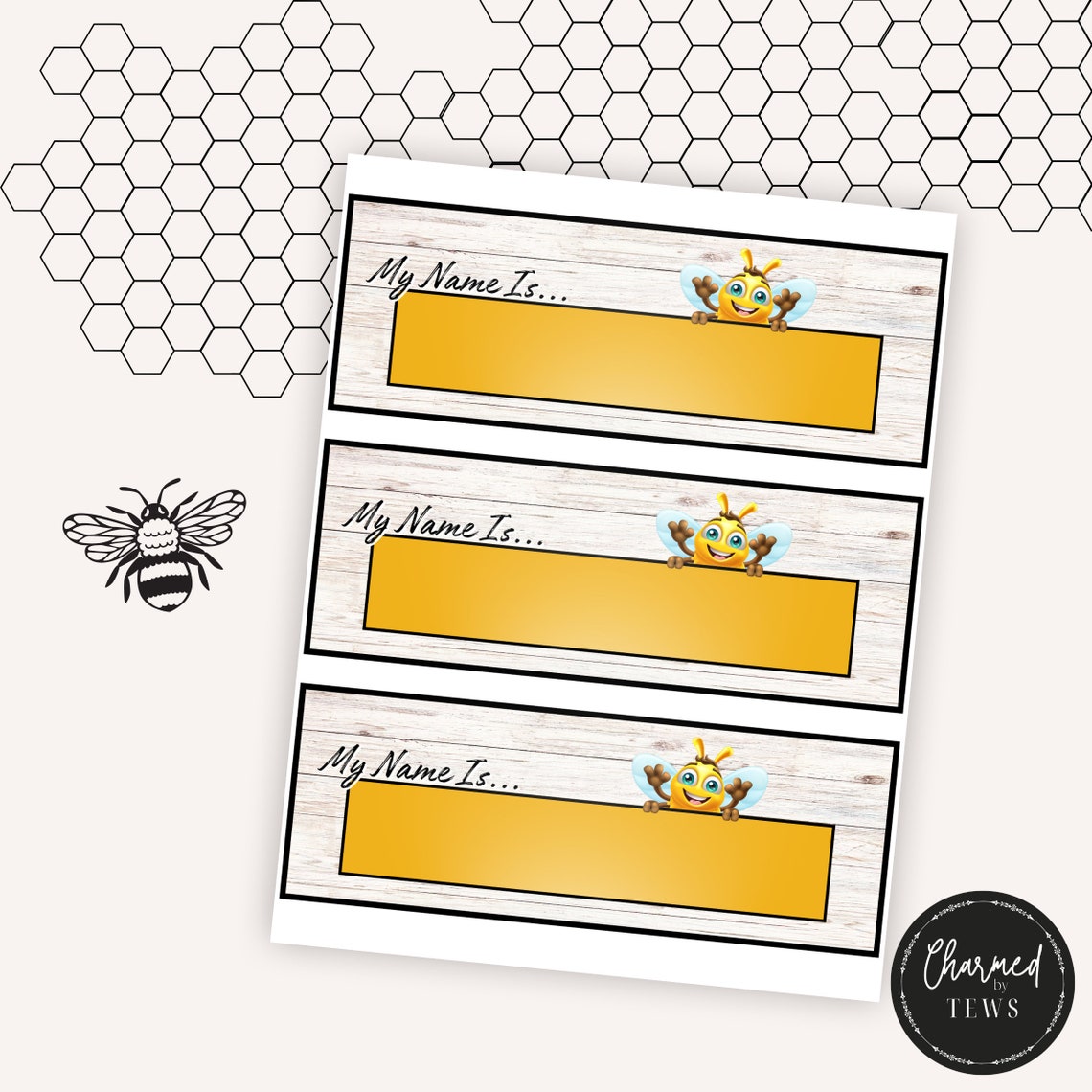 Cute Bee Printable Kids Desk Name Tags - Perfect for Teachers ...