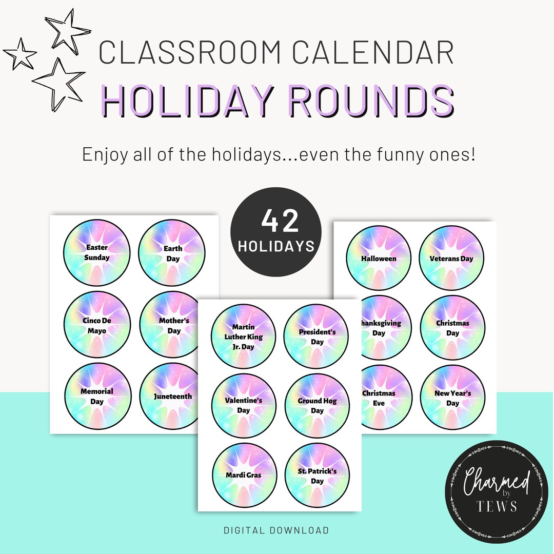 42 Classroom Holiday Calendar Rounds - Digital Download - Printable ...