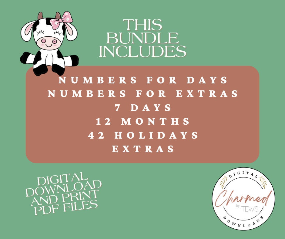 Cow-themed Classroom Calendar Bundle: Teacher Academic Planner (digital ...