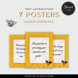 7 Bee Themed Affirmation Quotes Bundle | Teachers Bundle | Digital ...