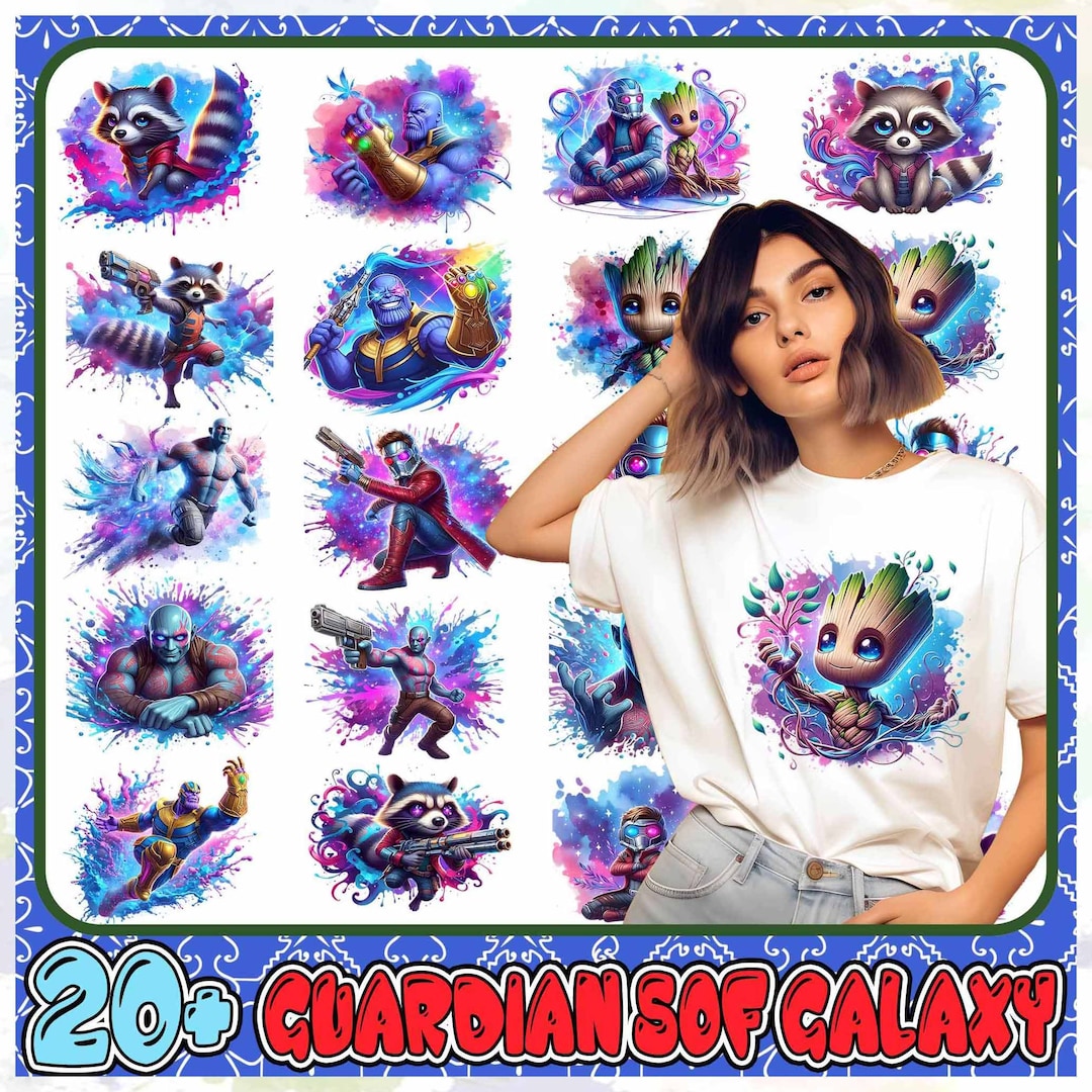 Galaxy Guardians Clipart Set, Groot Sublimation, Groot PNG, Rocket ...