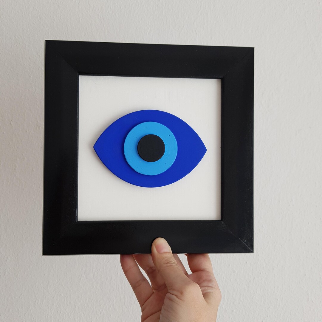 Handmade Blue Evil Eye Plaster Wall Decor - Square Frame - Etsy