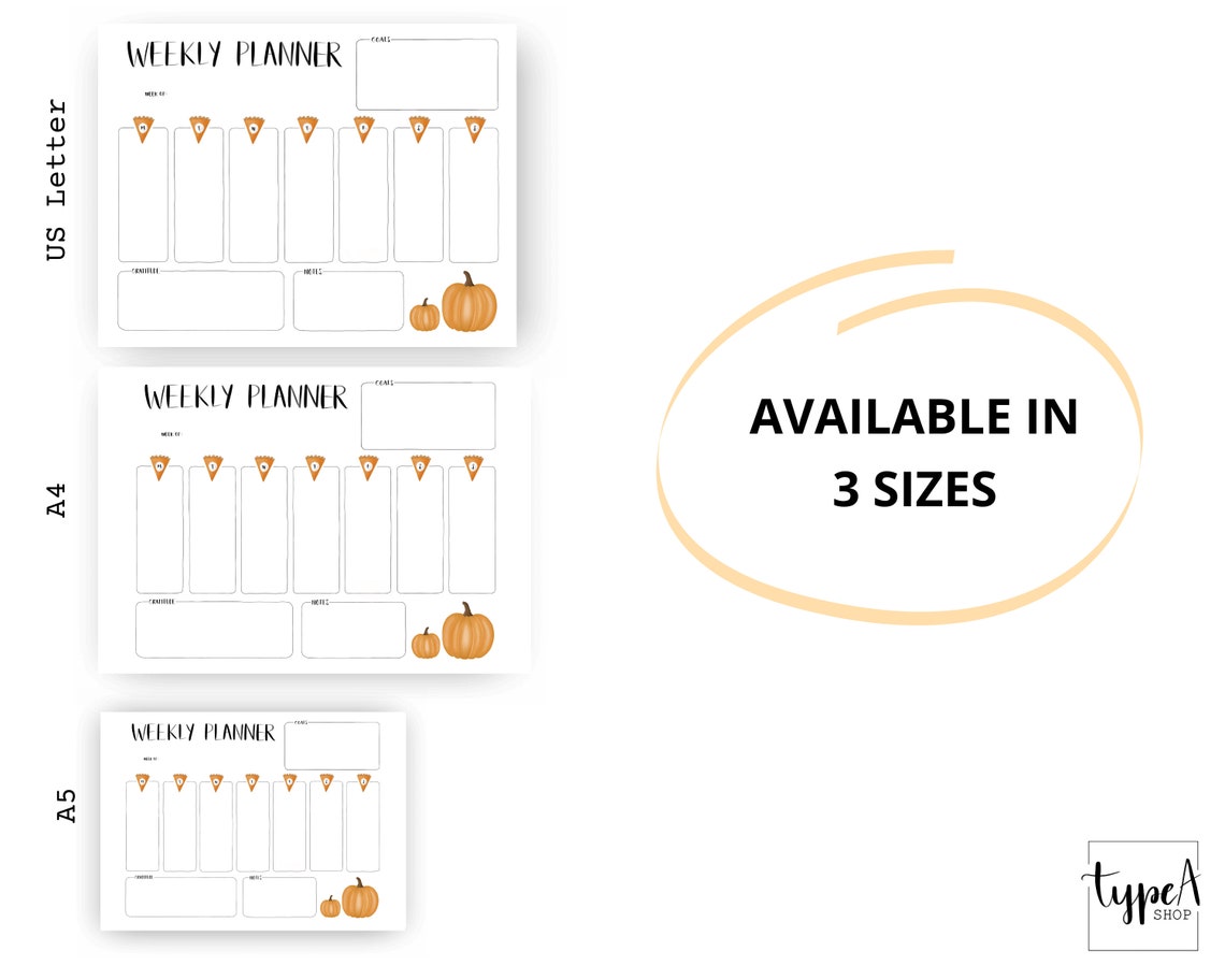 Pumpkin/fall Weekly Planner Printable / Bullet Journal Layout / PDF - Etsy