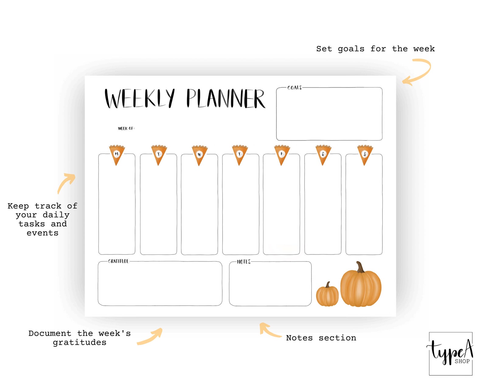 Pumpkin/fall Weekly Planner Printable / Bullet Journal Layout / PDF - Etsy