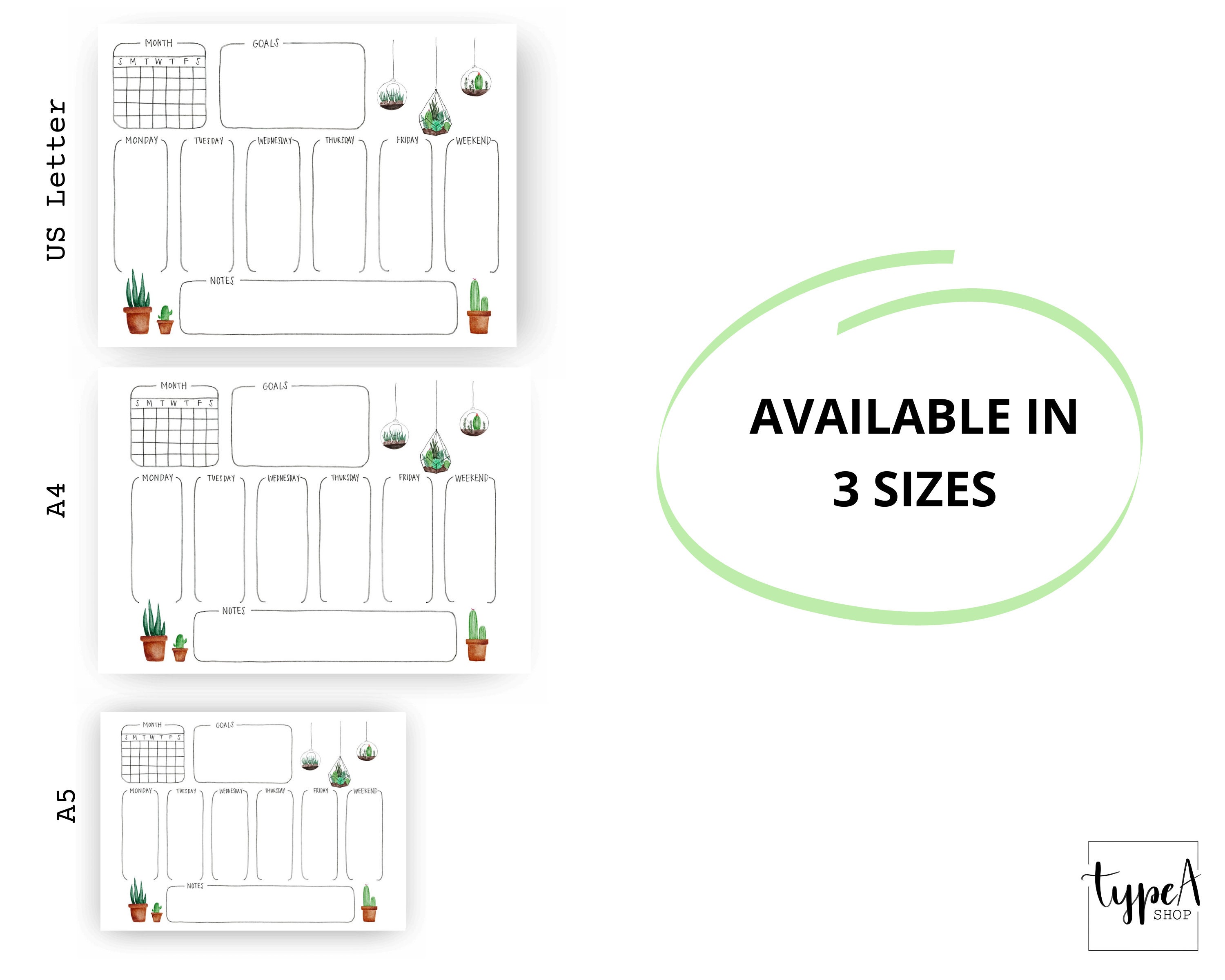 Summer Plants Weekly Planner Printable/bullet Journal Layout /PDF - Etsy