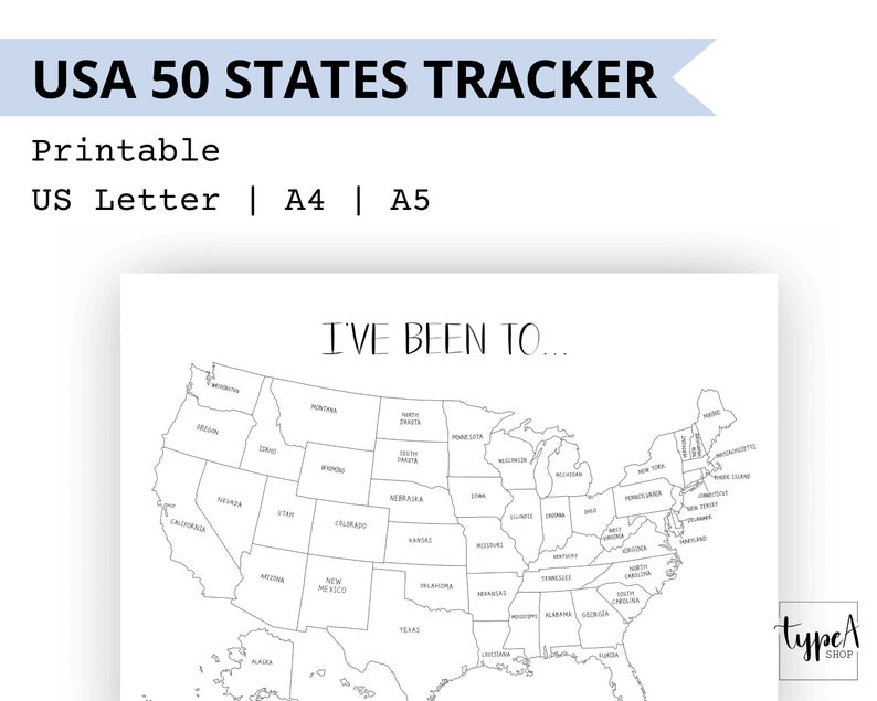 US 50 States Travel Tracker - Minimalist Design - Etsy