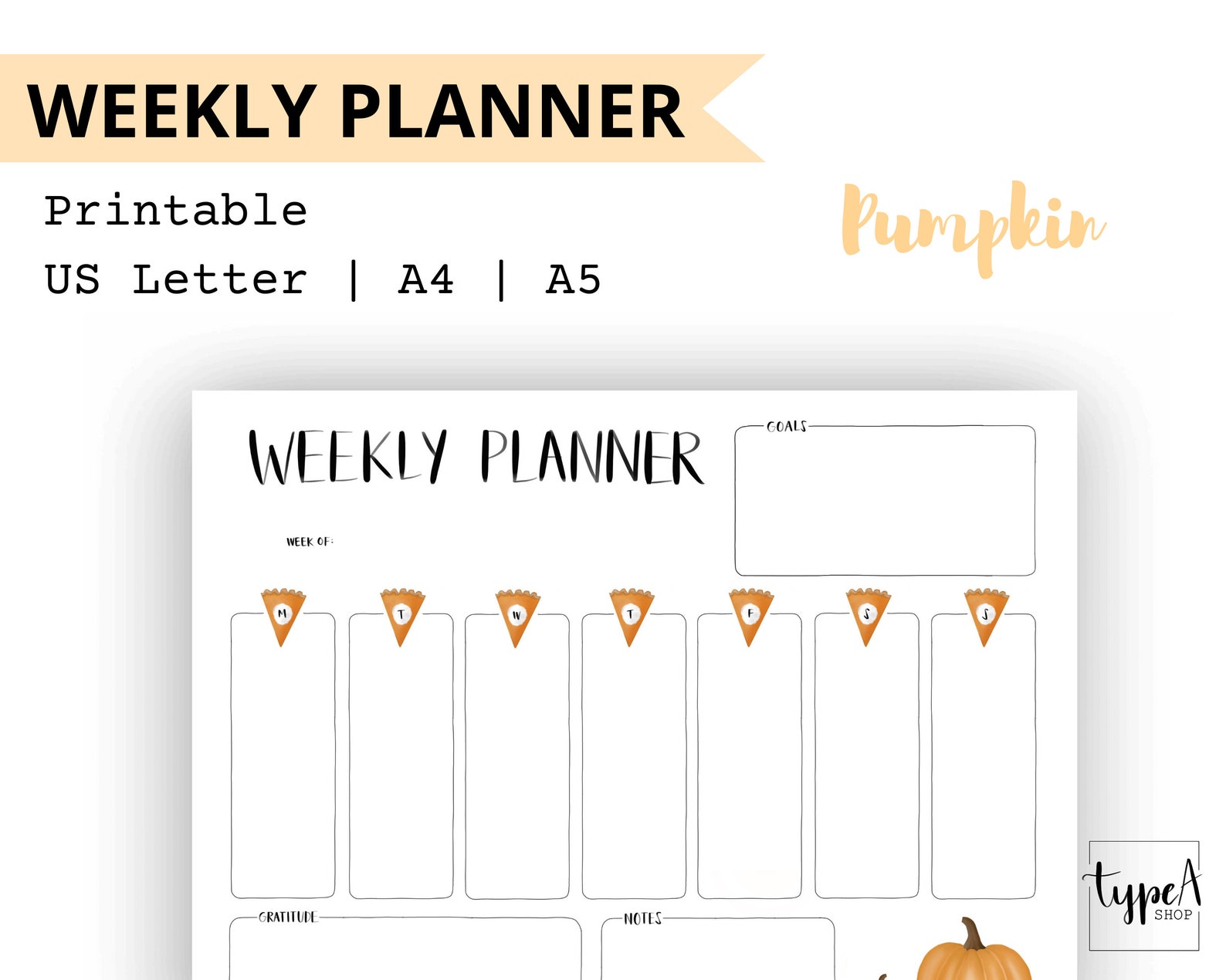Pumpkin/fall Weekly Planner Printable / Bullet Journal Layout / PDF - Etsy