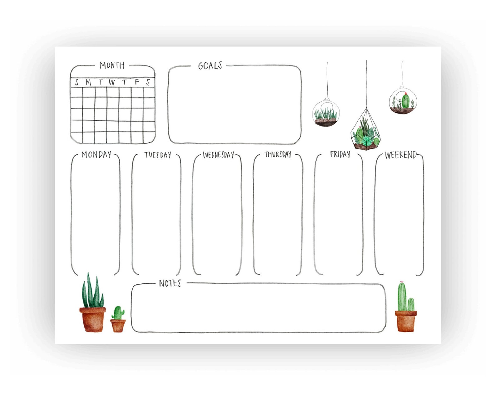 Summer Plants Weekly Planner Printable/bullet Journal Layout /PDF - Etsy