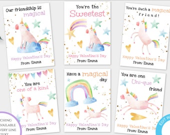 DIGITAL FILE Printable Unicorn Valentine's Day Cards for - Etsy