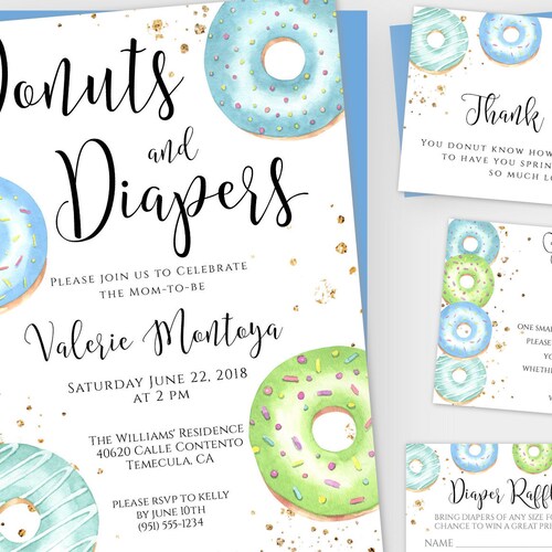 Diapers and Donuts Baby Sprinkle Shower Invitation Baby - Etsy