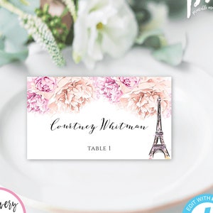 Paris Place Card Template French Theme Escort Cards Eiffel - Etsy
