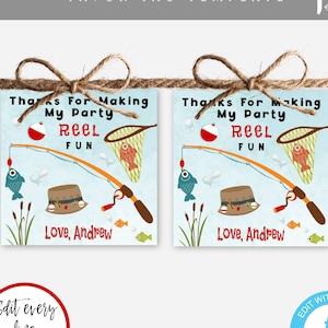 Fishing Birthday Favor Tag Template, O-fish-ally One Tag Personalized ...