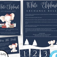 Editable Gift Exchange Number Cards, White Elephant Number Cards ...