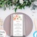 Peach Floral Menu Template, Printable Watercolor Menu Card, DIY ...