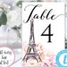 PARIS Table Numbers Template Eiffel Tower Table Number Pink | Etsy