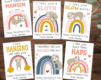 Cute Sloth Classroom Candy Holder Valentines Cute Animal - Etsy