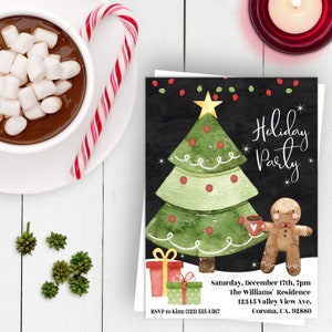 Holiday Party Invitation Template DIY Editable Gingerbread Man ...