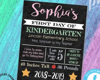 First Day of First Grade Back to School Chalkboard Sign | Etsy