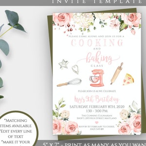 Cooking + Baking Class Birthday Invitation Template, Kid's Birthday ...