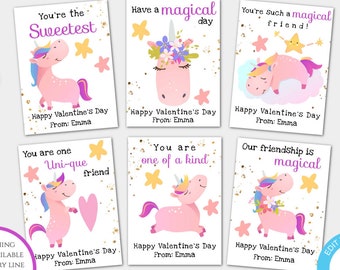 DIGITAL FILE Printable Unicorn Valentine's Day Cards for - Etsy