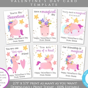 Magical Valentines Day Card Template, Unicorn Valentines Cards for Kids ...