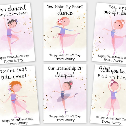 Ballet Valentines Day Card Template Ballet Valentines Cards - Etsy