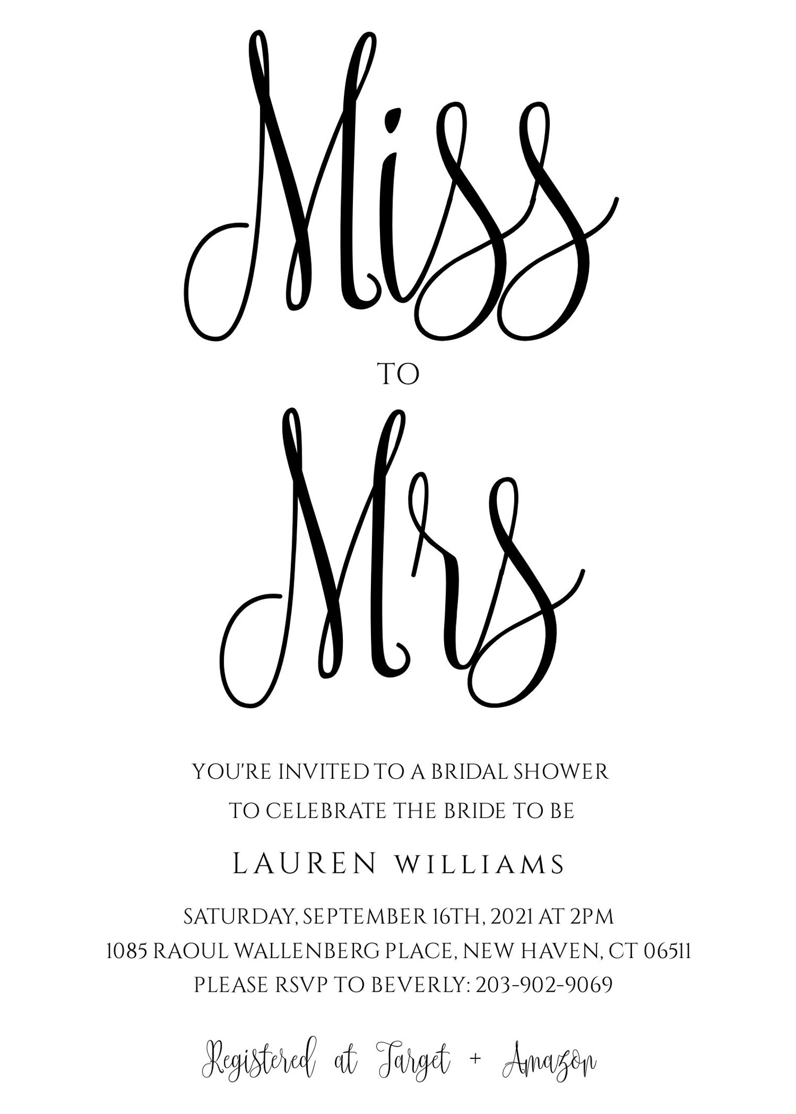 Miss to Mrs. Bridal Shower Invitation Template, Bridal Shower Invite ...