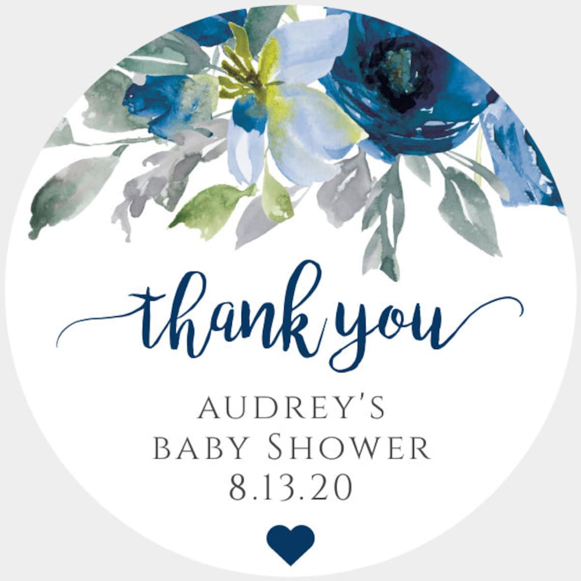 Blue Floral Favor Tag Templates 2 Round Rectangle - Etsy