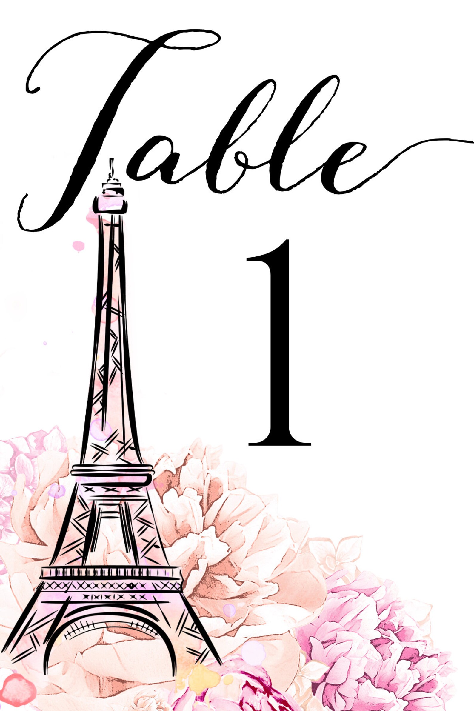PARIS Table Numbers Template Eiffel Tower Table Number Pink | Etsy