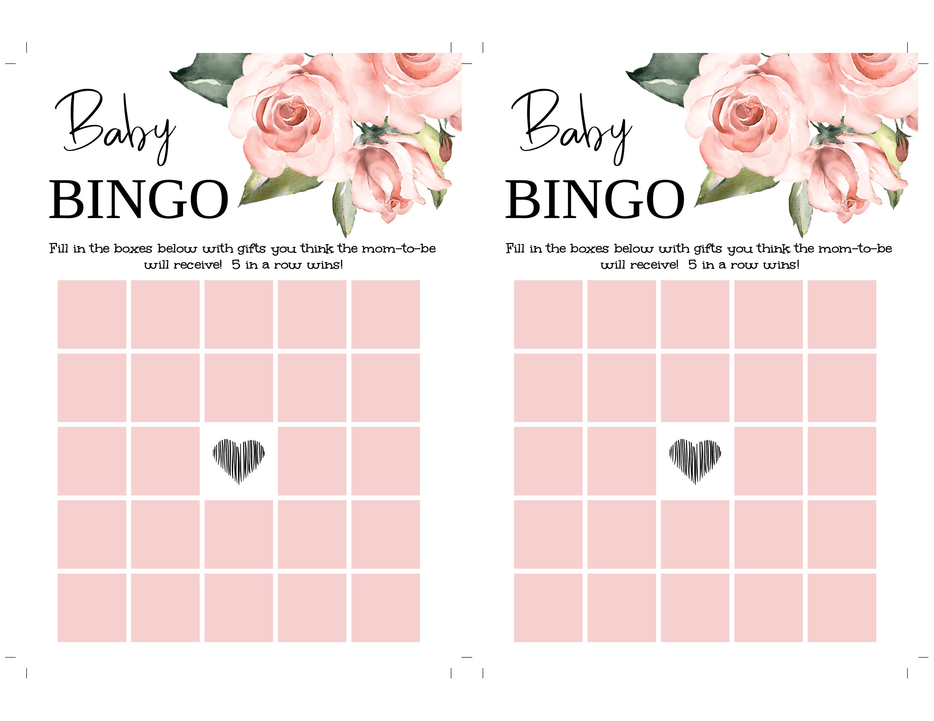 Baby Shower Bingo Game Template Girl Baby Shower Game | Etsy