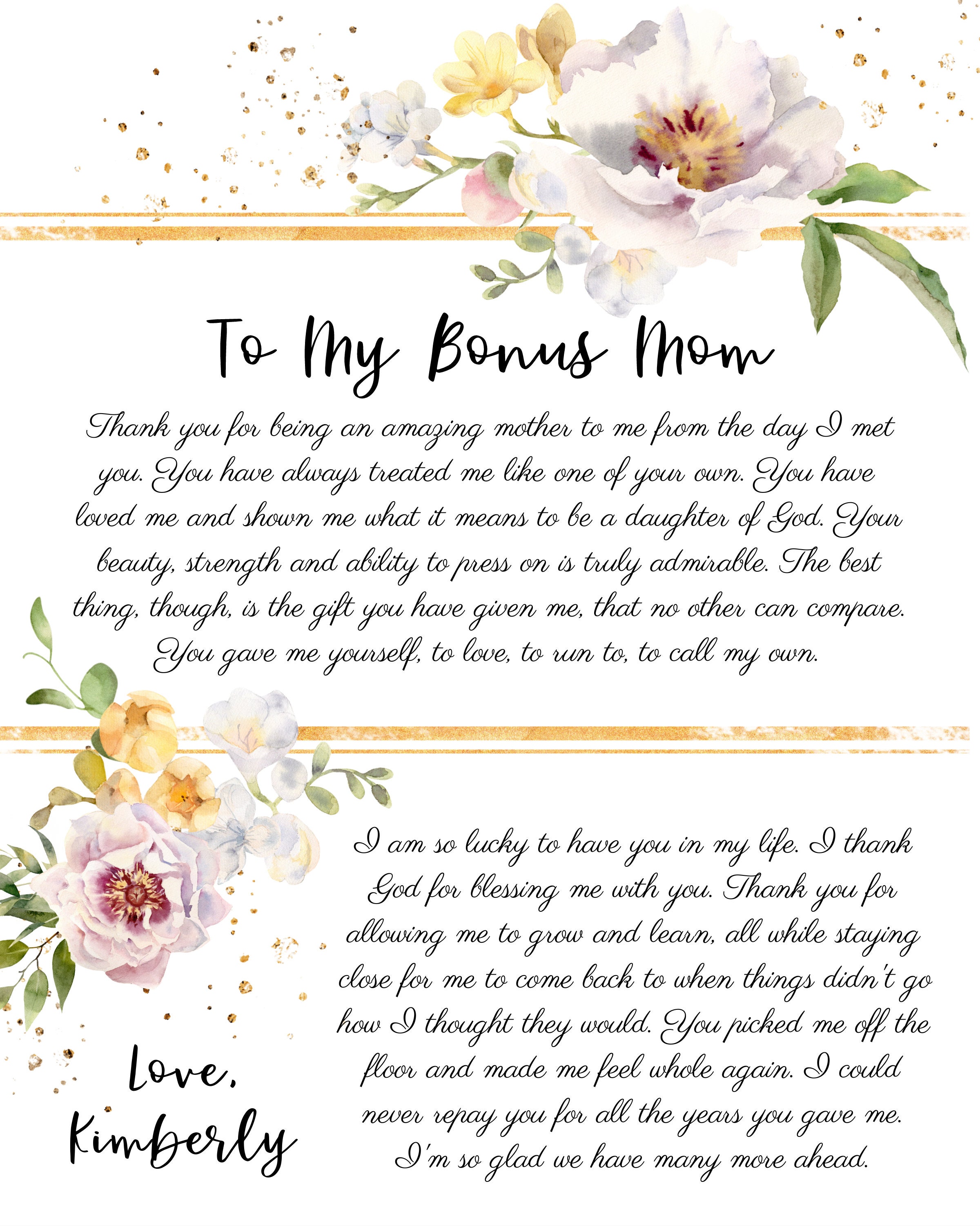 Bonus Mom Gift Editable Template Printable Mother's Day | Etsy