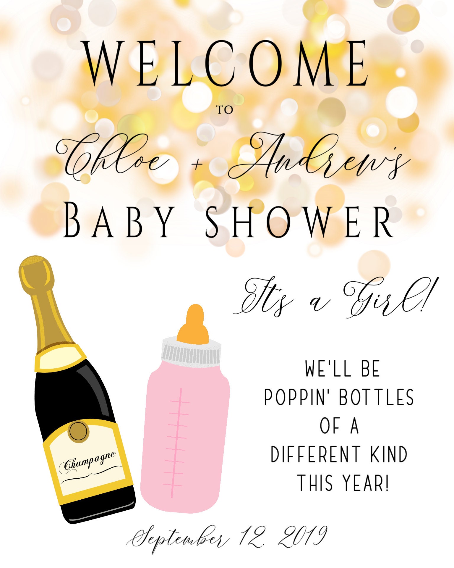It's a Girl Baby Shower Welcome Sign Template Pink - Etsy