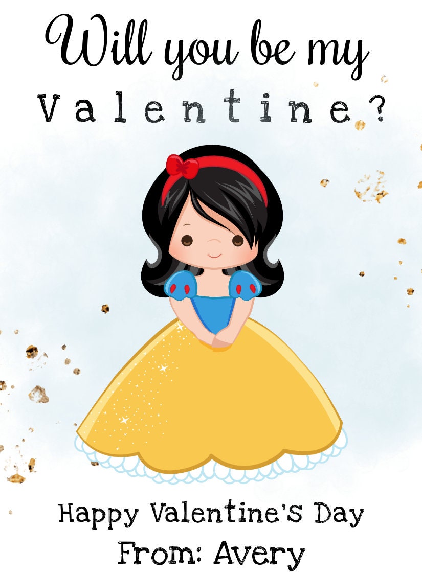 Princess Valentines Day Card Template, Digital Valentines Cards for ...
