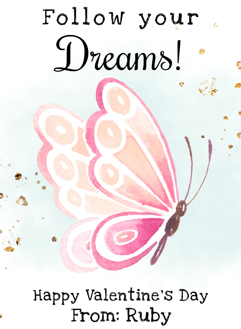 Butterfly Valentines Day Card Template Digital Valentine | Etsy