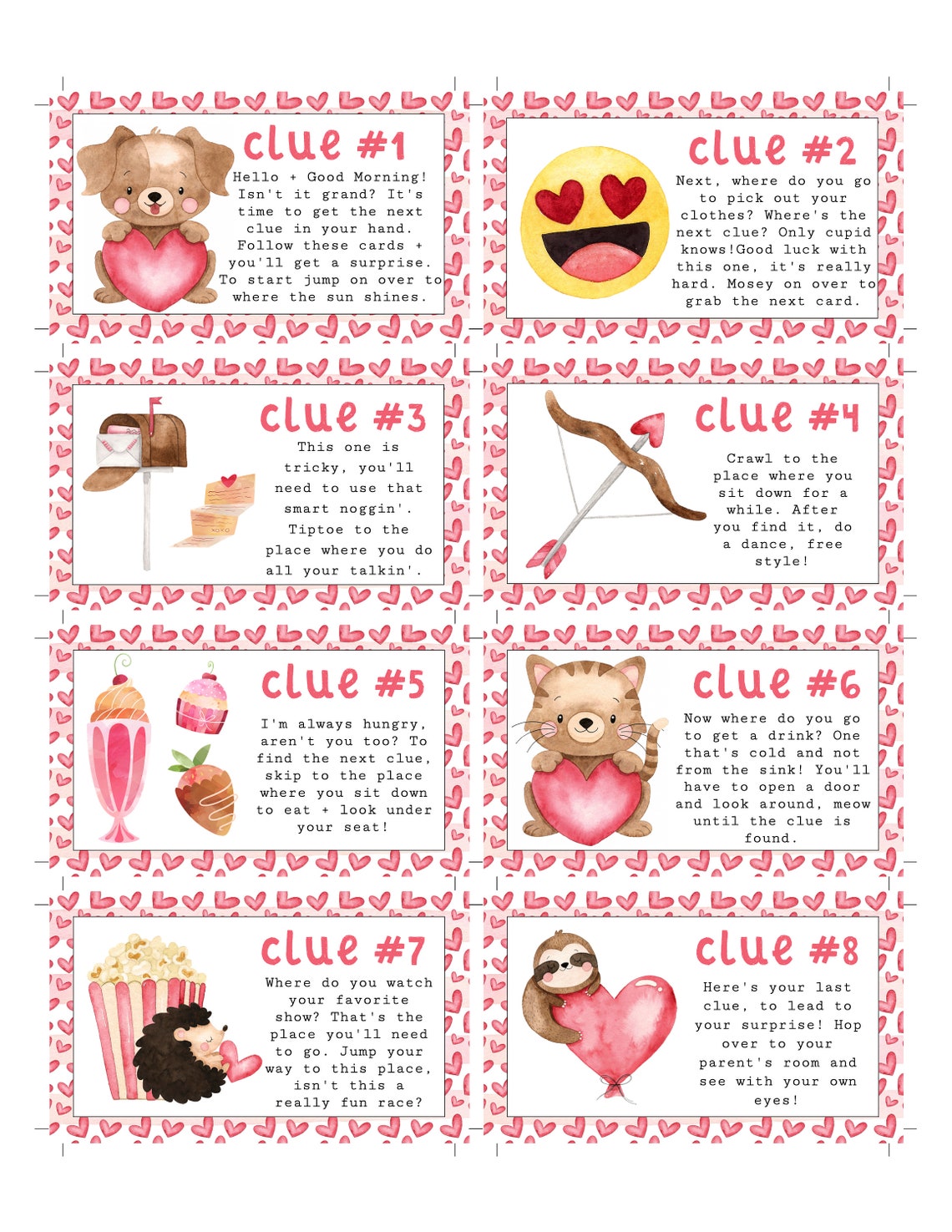 Valentine's Day Scavenger Hunt Game Template Kids | Etsy