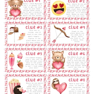 Valentine's Day Scavenger Hunt Game Template, Kids Treasure Hunt Clues ...