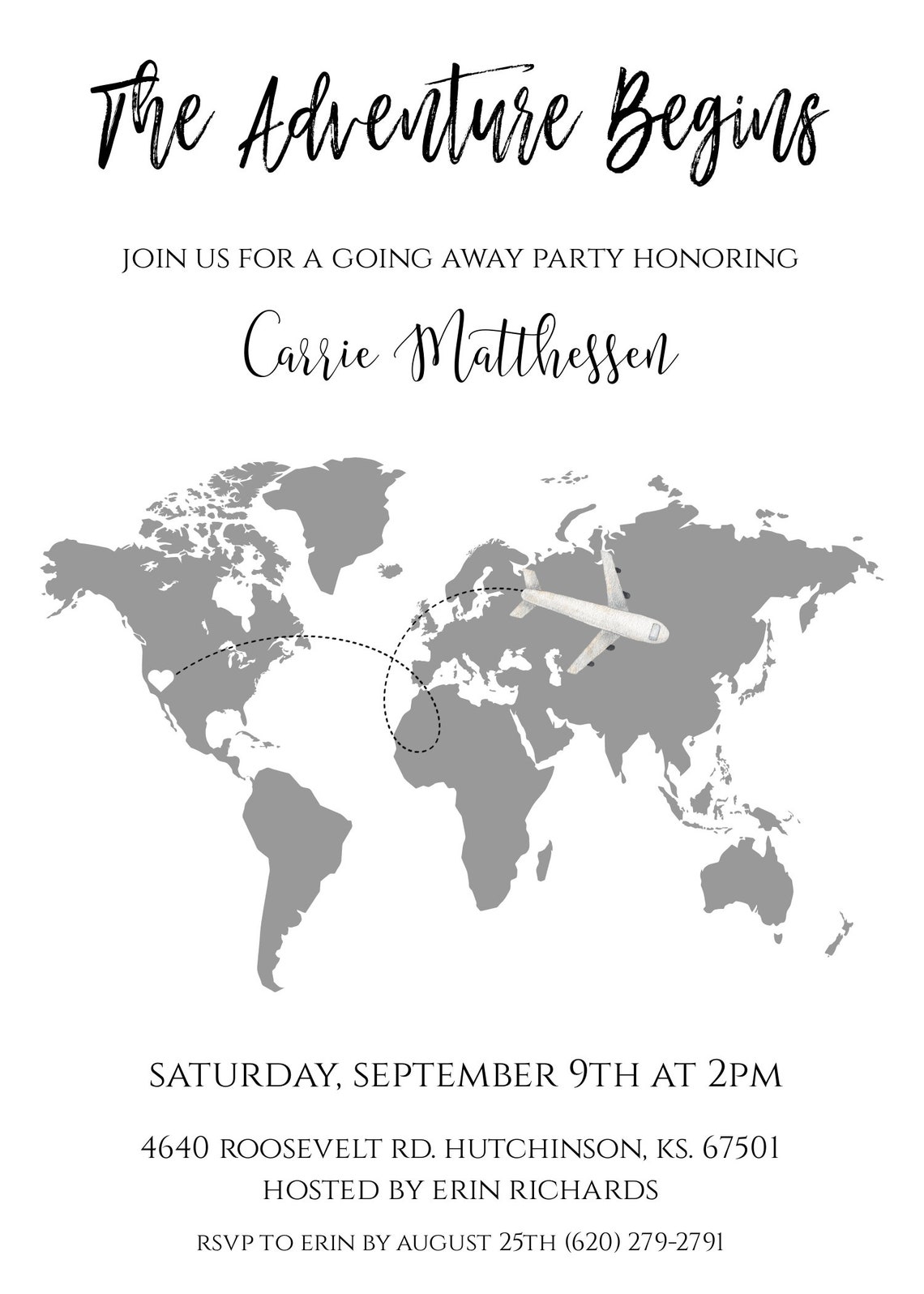 World Map Invitation Template Going Away Party Invite | Etsy