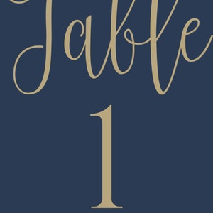 Blue and Gold Table Number Template, Wedding Printable, Navy and Gold ...